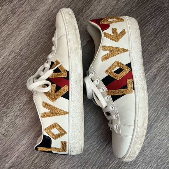 Gucci | Shoes | Gucci Ace Embroidered Love Sneaker | Poshmark
